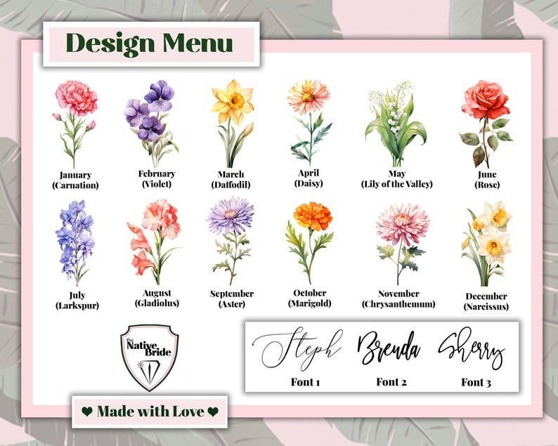 Personalized Birth Month Flower Glass Cup With Name, Custom Birth ...