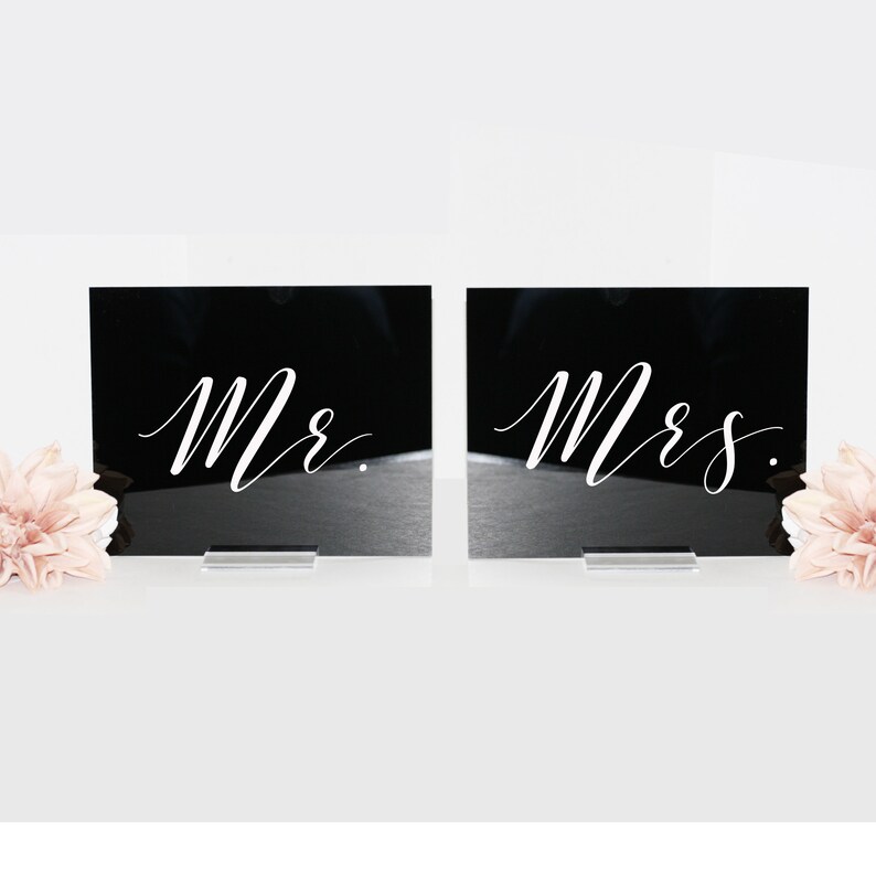 SET OF 2 Acrylic Mr Mrs Tabletop Signs Mr and Mrs Sign | Etsy