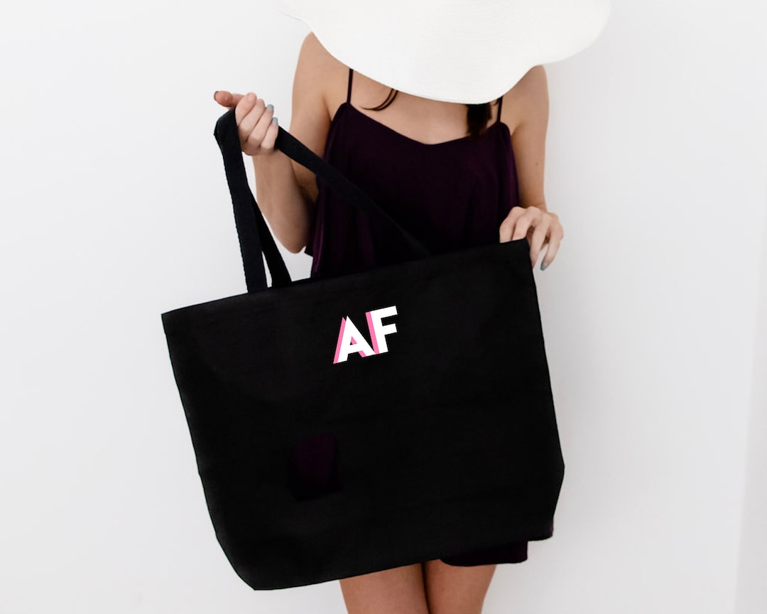 Personalized Initials Tote Bag With Colorful Shadow Monogram 90's Style ...