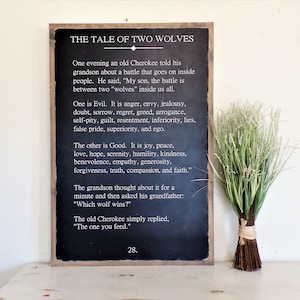 The Tale of Two Wolves / Book Page Sign / Book Page Wooden | Etsy