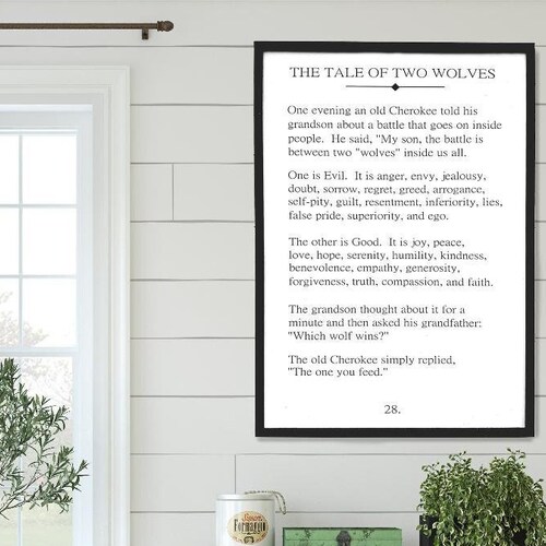 The Tale of Two Wolves / Book Page Sign / Book Page Wooden - Etsy