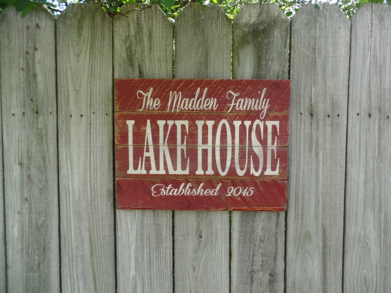 Personalized Lake House Wood Sign: Rustic Pallet Word Art - Etsy