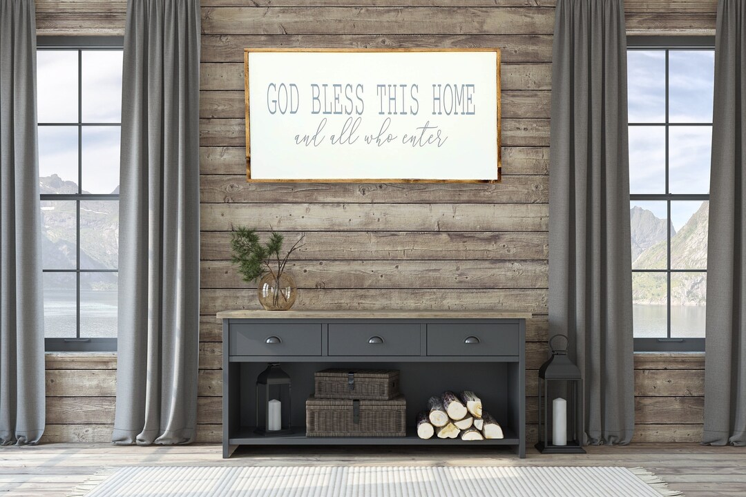 God Bless This Home Wood Sign - Christian Welcome Decor - Etsy