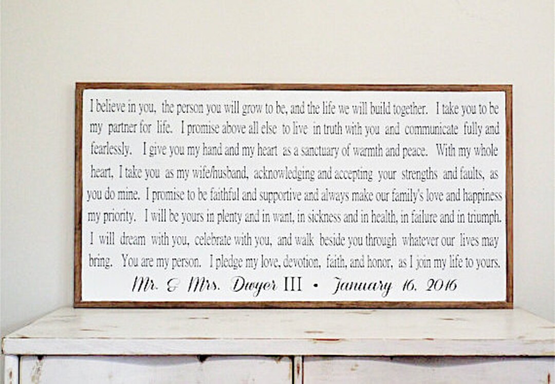 Personalized Wedding Vow Wooden Sign / Over the Bed Wood Sign ...