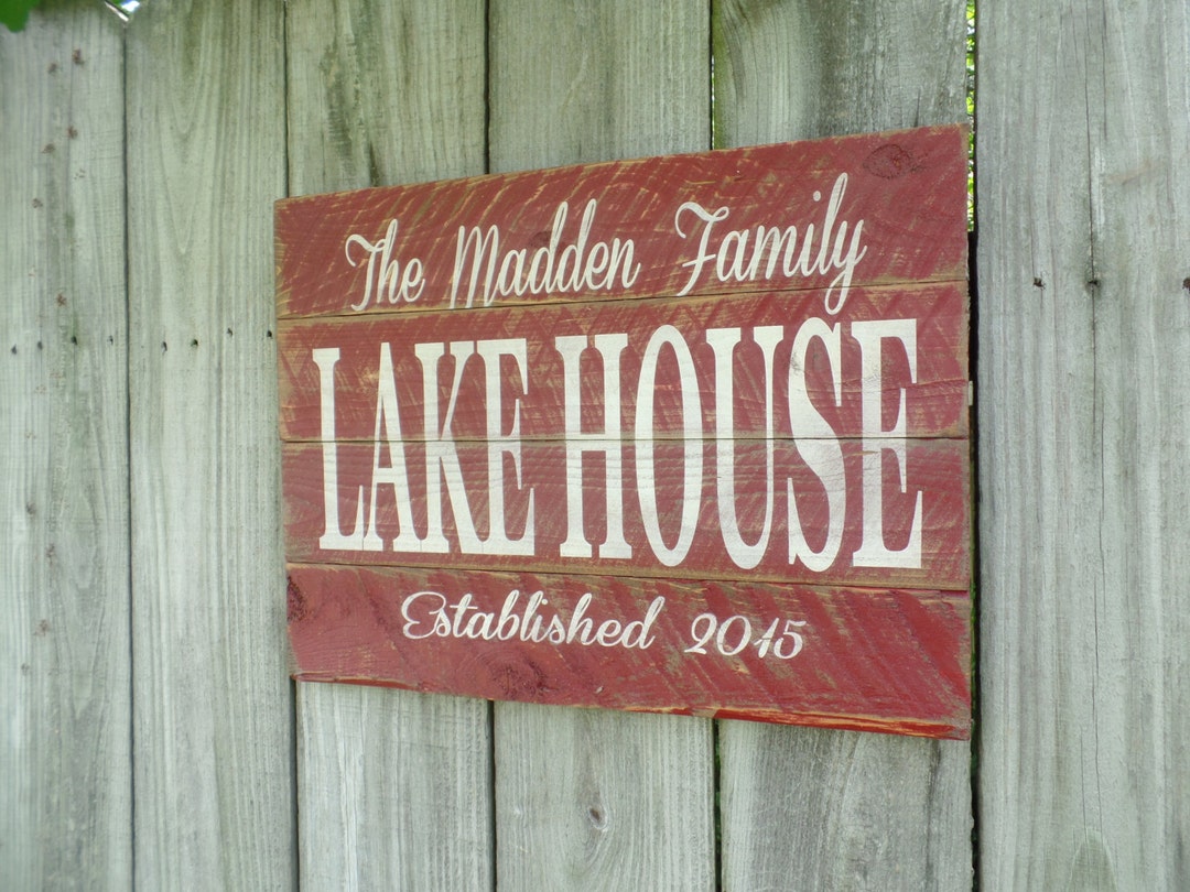 Personalized Lake House Wood Sign: Rustic Pallet Word Art - Etsy