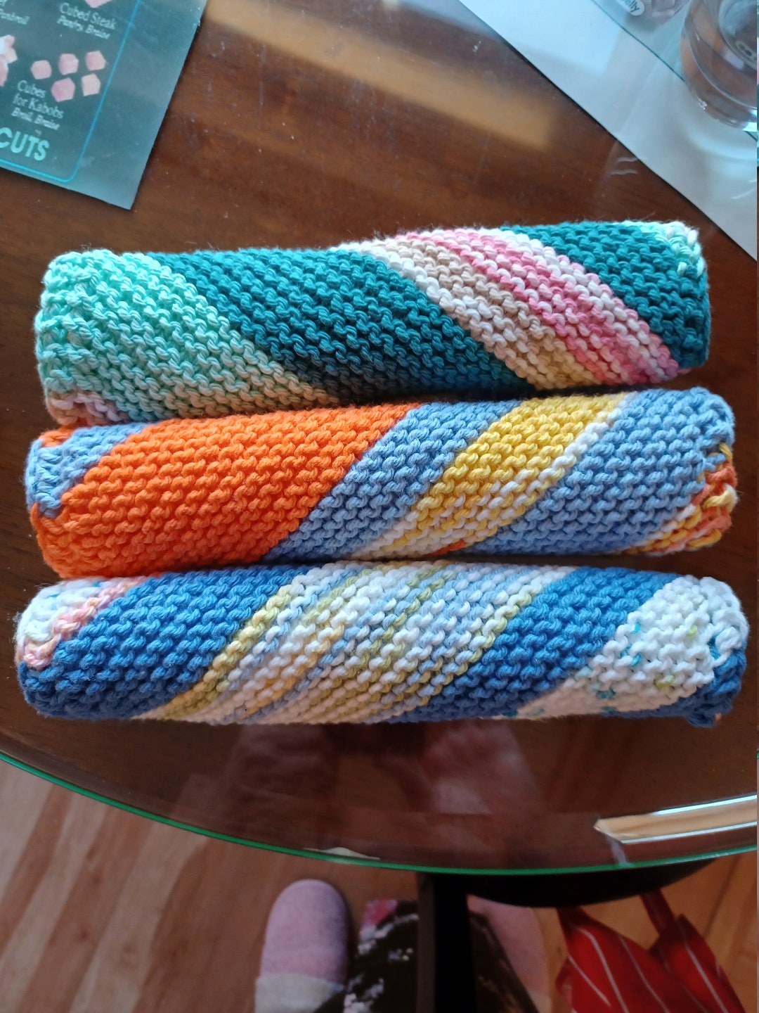 Hand-knitted Cotton Hand Towels Guest Towels Kitchen Towels. - Etsy