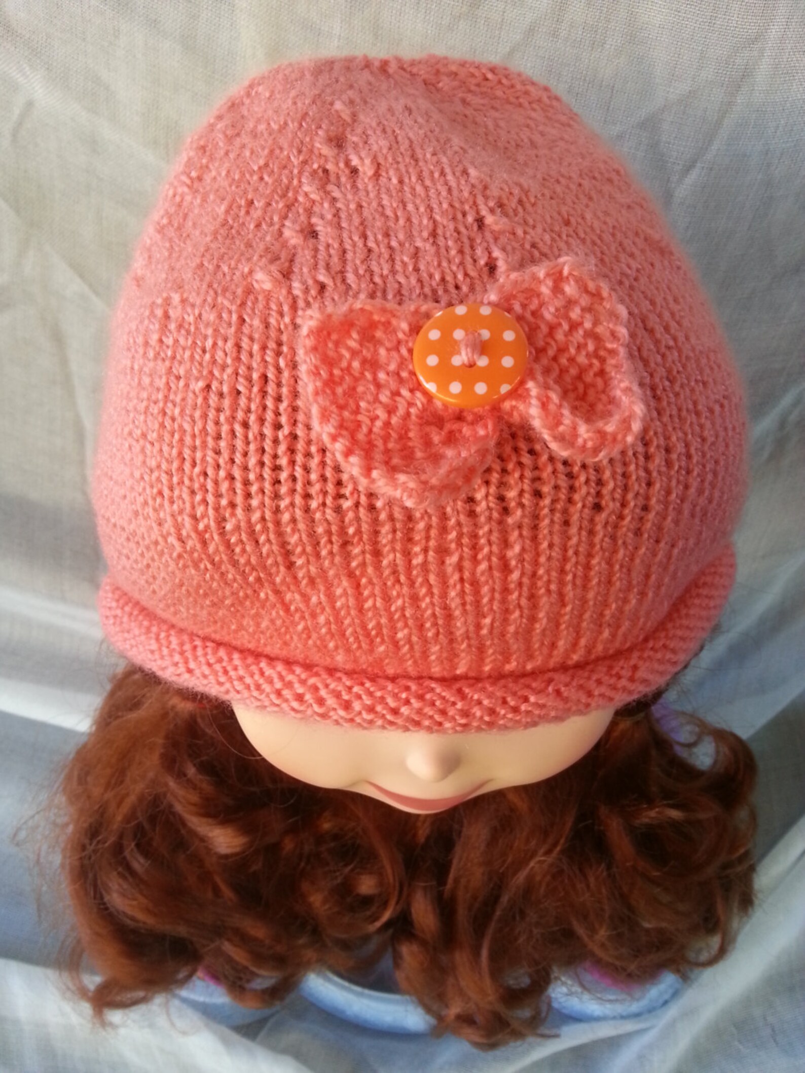 Knit Toddler Hat/knit Girl Hat/girls Knit Hat/kids Knit Hat/coral Knit ...