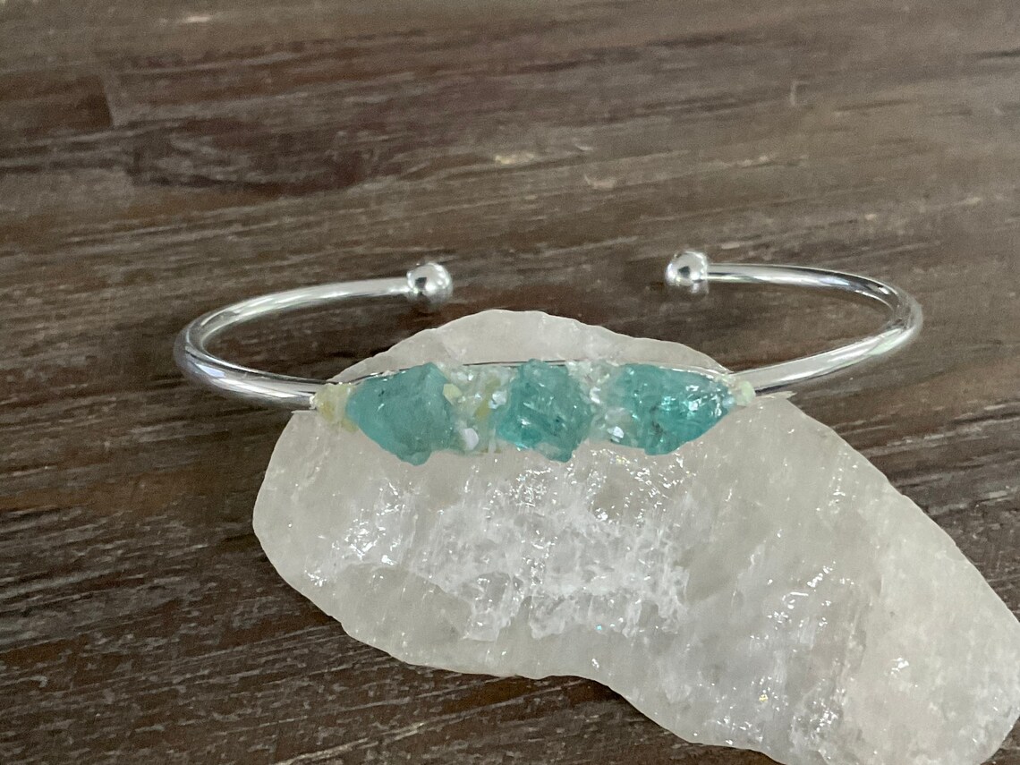 Raw Apatite With Crushed Abalone Shell on Gold or Silver - Etsy