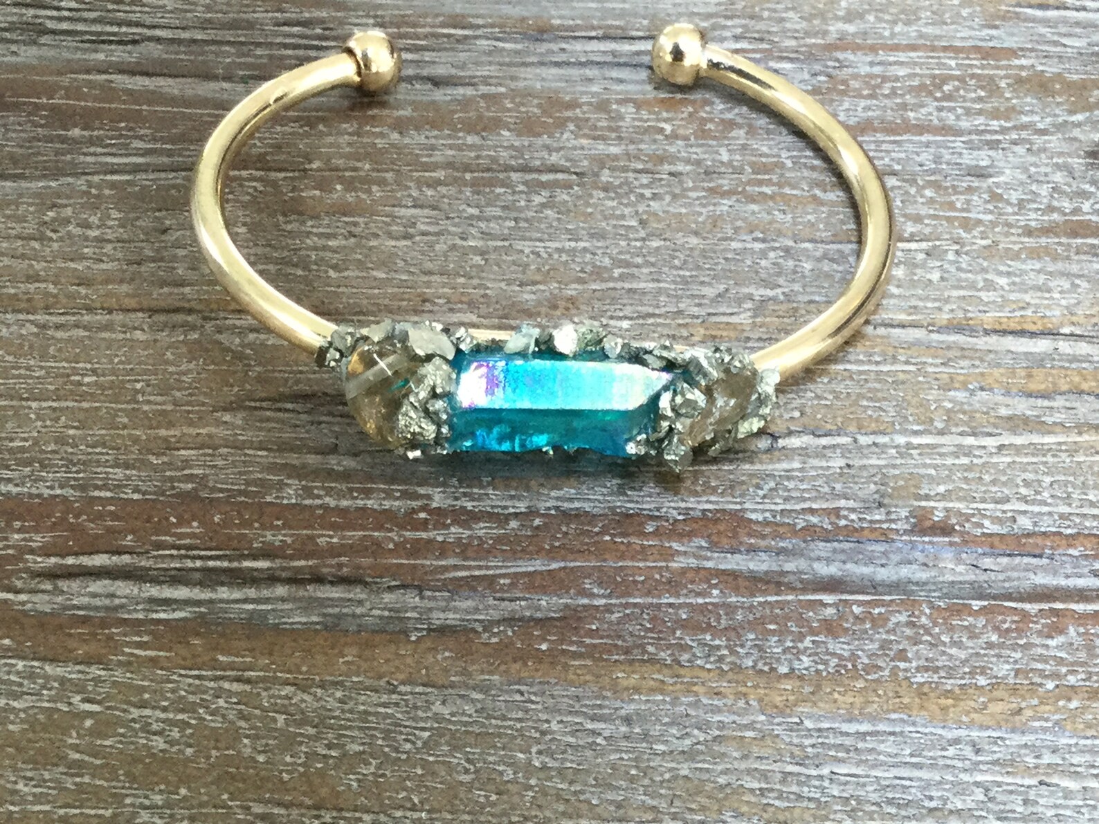 Blue Quartz Crystal and Ametrine With Pyrite Gold or Silver - Etsy