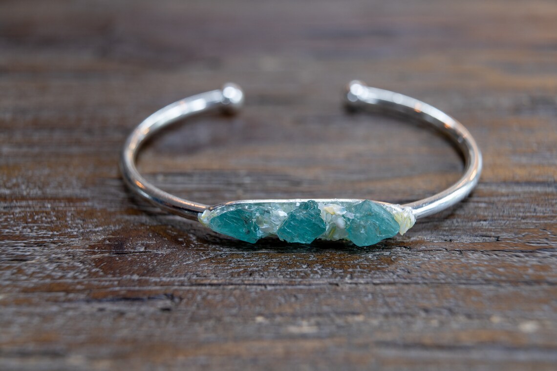 Raw Apatite With Crushed Abalone Shell on Gold or Silver - Etsy