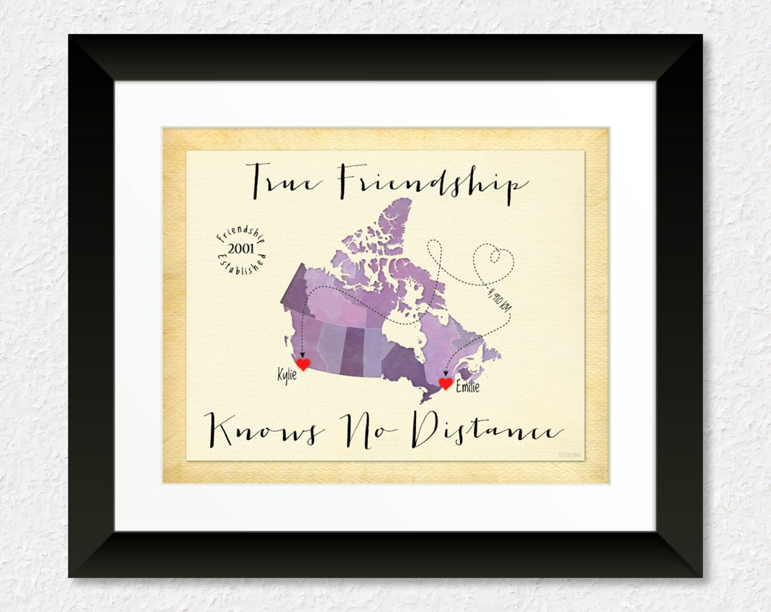 Canada Friend Map Our Friendship Knows No Distance Gift - Etsy