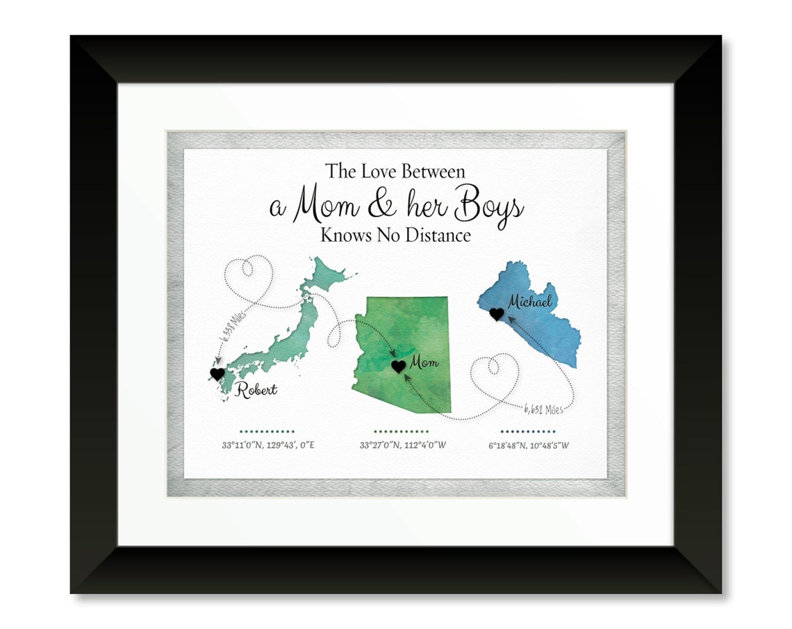 3 Place Map for Military Mom From Sons the Love Between a | Etsy