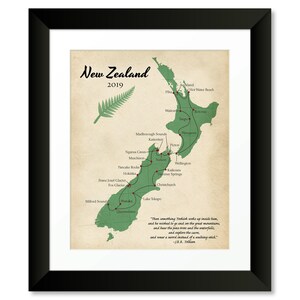 New Zealand Map Print Personalized Anniversary Gift Travel | Etsy
