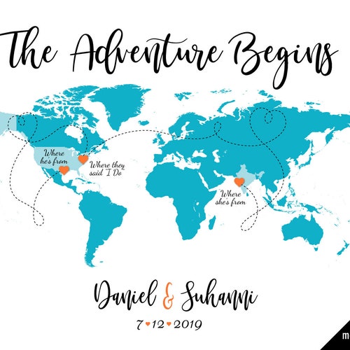 World Map Wedding Guest Book the Adventure Begins Love Map - Etsy