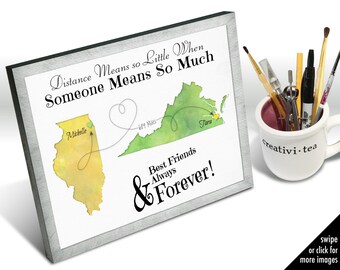 Long Distance Best Friends World Map With Photo Miles Apart - Etsy