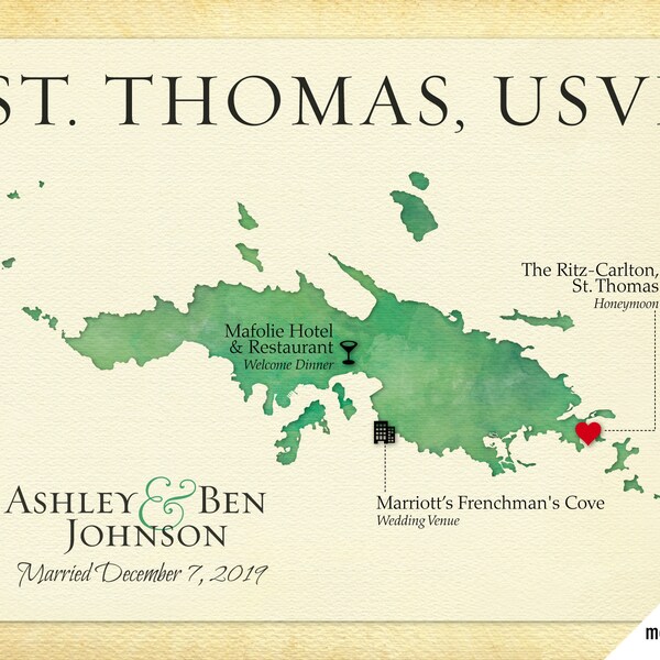 Map of St Thomas - Etsy