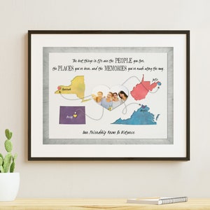 Custom Friend Map Gifts, 4 Places Friend Map With Photo, Girls Weekend ...