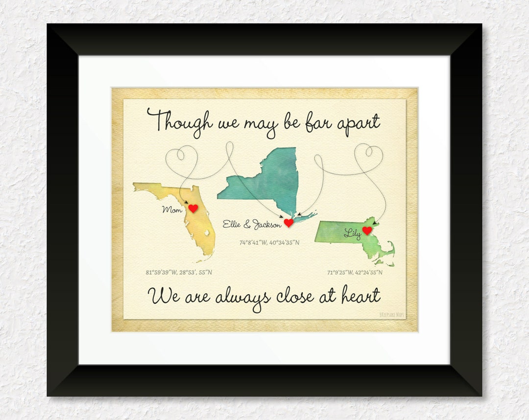 Though We May Be Far Apart Gift for Family Long Distance Gift - Etsy