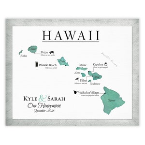 Personalized Hawaii Map: Hawaii Wedding Anniversary Gift - Etsy