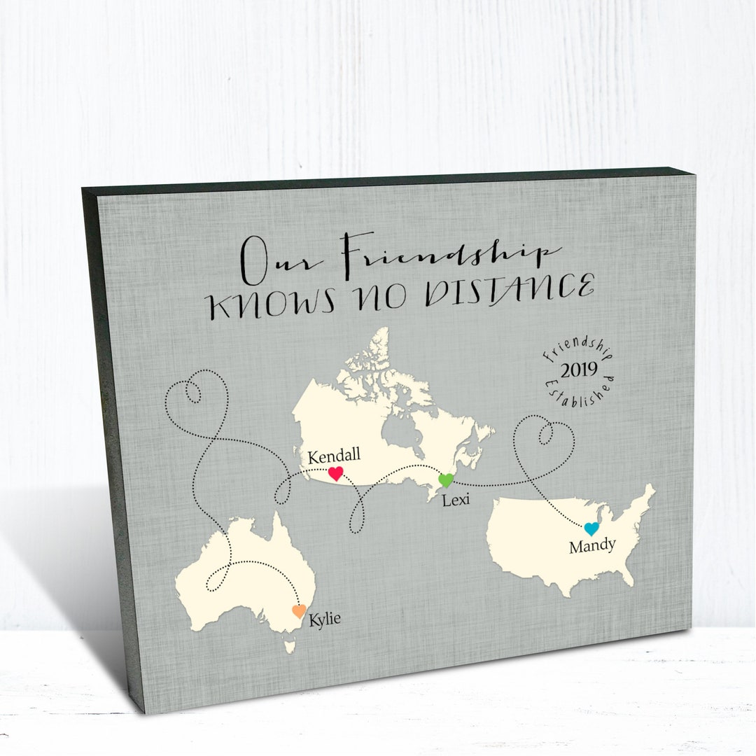 3 Places Friend Map Gift, Personalized Long Distance Friend Gift, Our ...