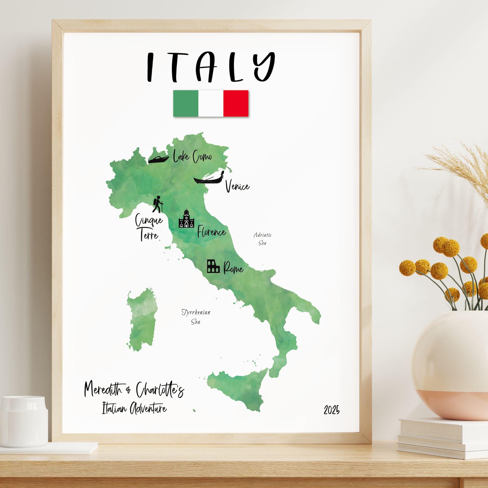 Custom Italy Wall Map: Personalized Travel Keepsake - Etsy