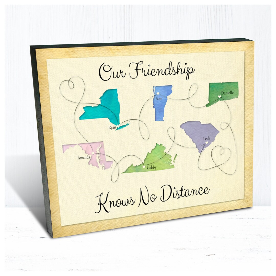 Personalized Friendship Map Print: 6 States Long Distance Gift - Etsy