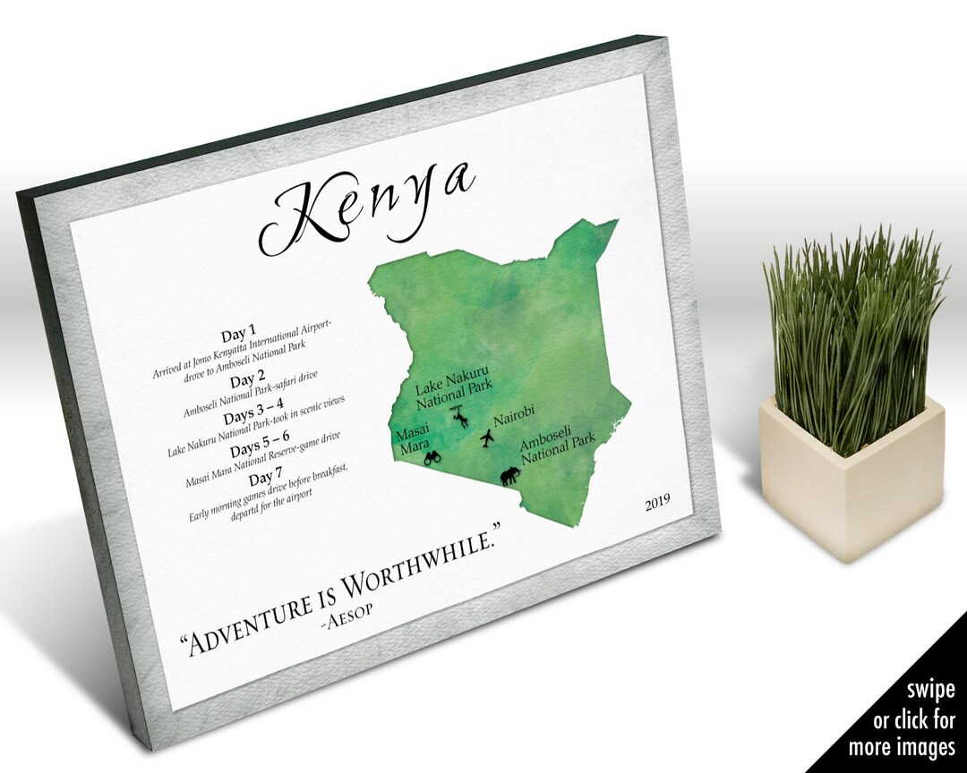 Personalized Kenya Map Travel Keepsake Map of Kenya LDS - Etsy