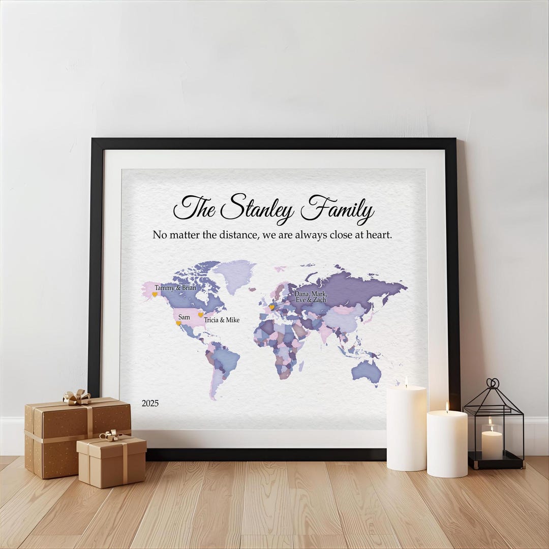 Personalized Military Family World Map Print: Long Distance Keepsake - Etsy
