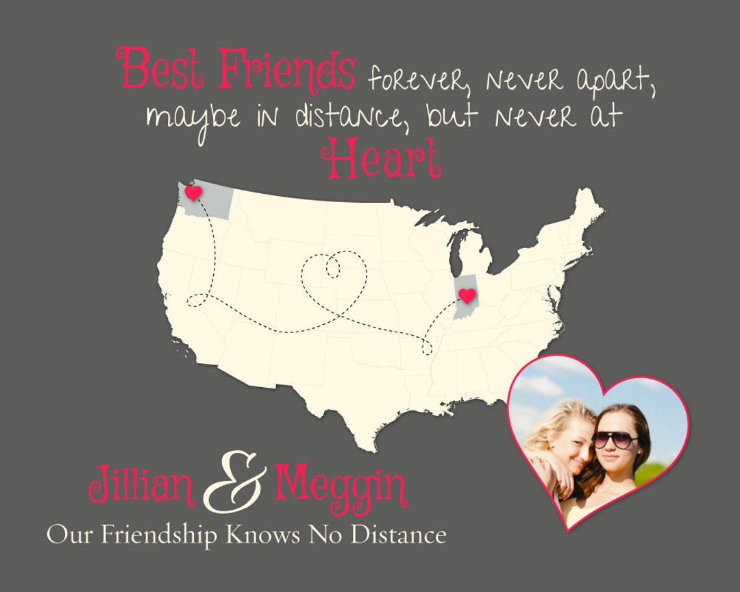 Friendship Maps, Best Friend Moving Away Gift, Long Distance Friendship ...