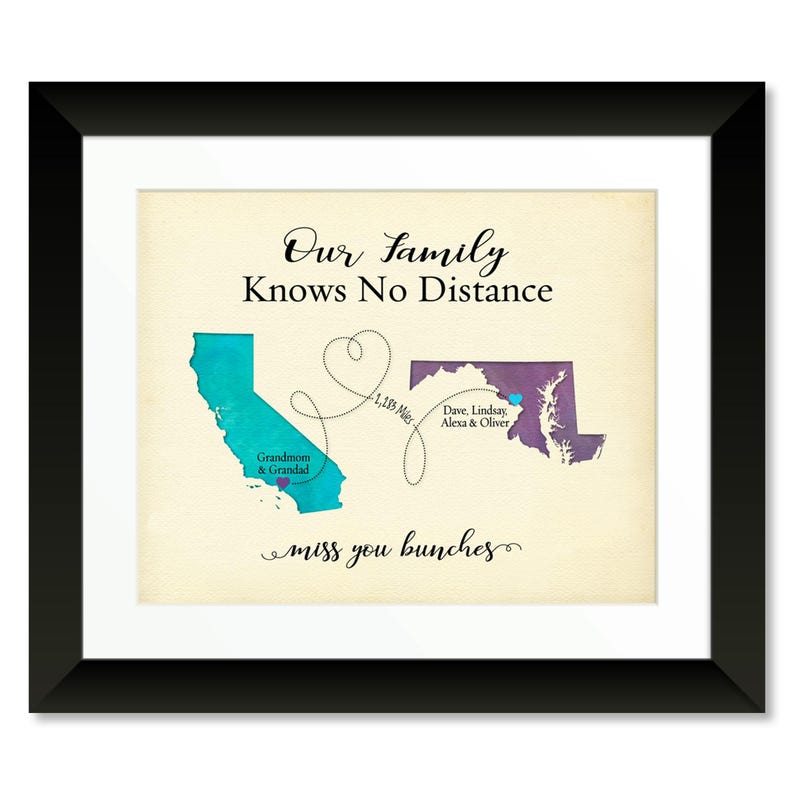 Personalized Long Distance Family Map Print: Keepsake Gift - Etsy