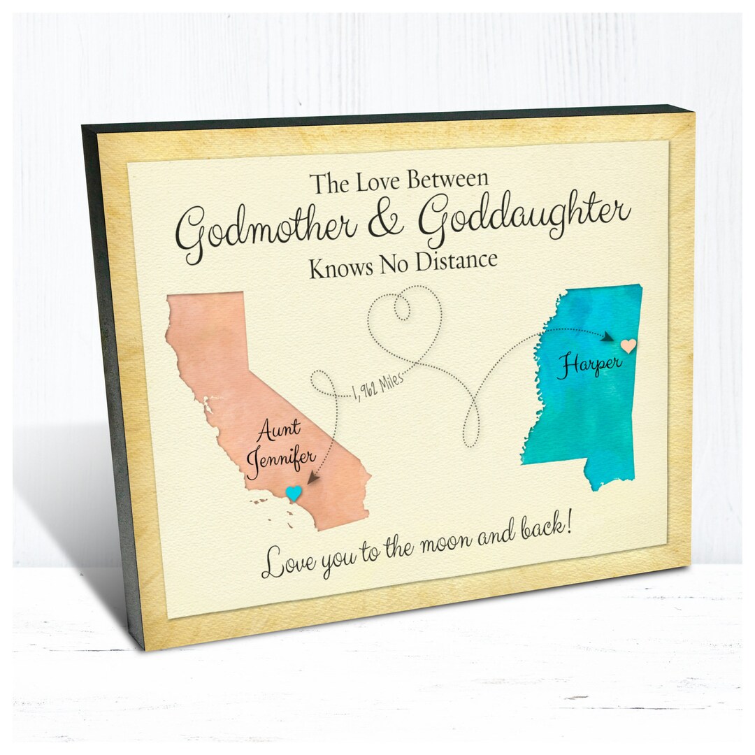 Godmother Goddaughter Long Distance Gift, Personalized 2 Place Keepsake ...