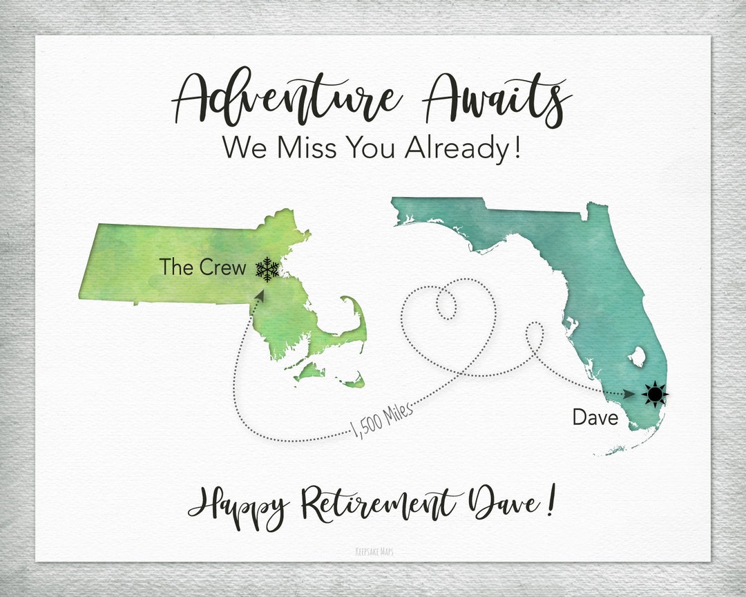 Retirement Gift for Coworker Moving Away Map Gift Adventure - Etsy