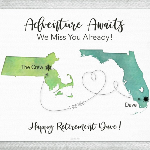 Retirement Gift Map - Etsy