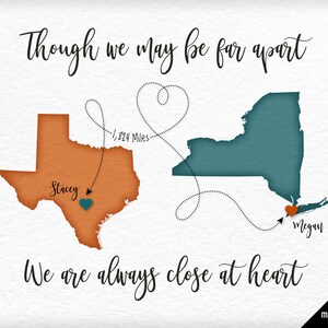 Though We May Be Far Apart Gift for Friend Who Lives Far Away, Going ...