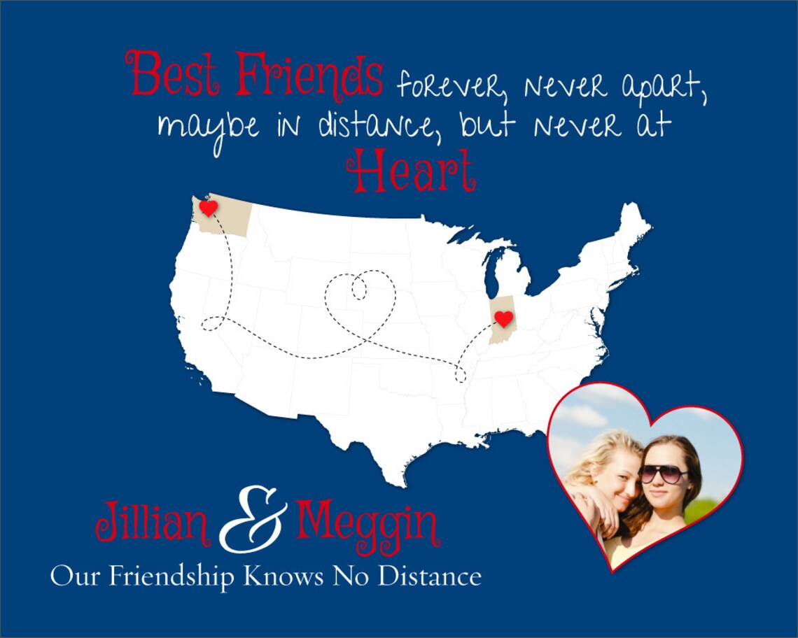 Friendship Maps Best Friend Moving Away Gift Long Distance | Etsy