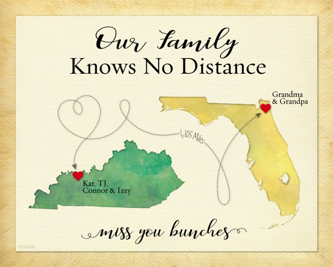 Our Family Knows No Distance Personalized Long Distance Gift - Etsy