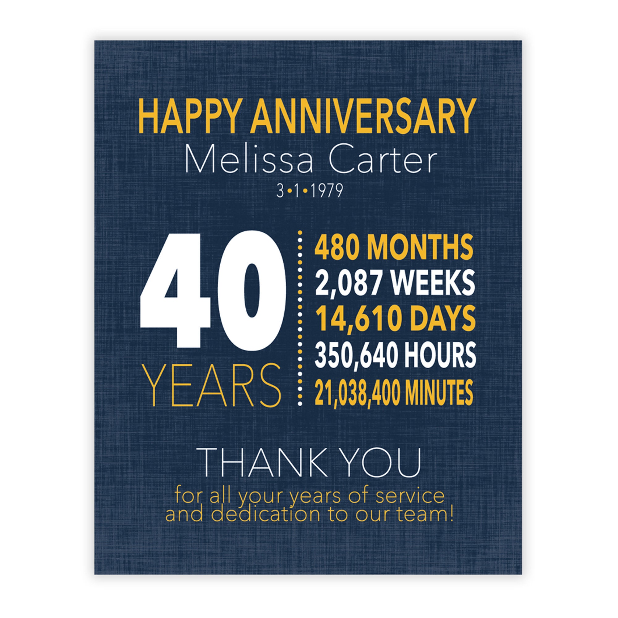 Congratulations 40 Years Service