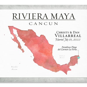 Destination Wedding Gift, Personalized Mexico Map, Mexico Map Gift ...