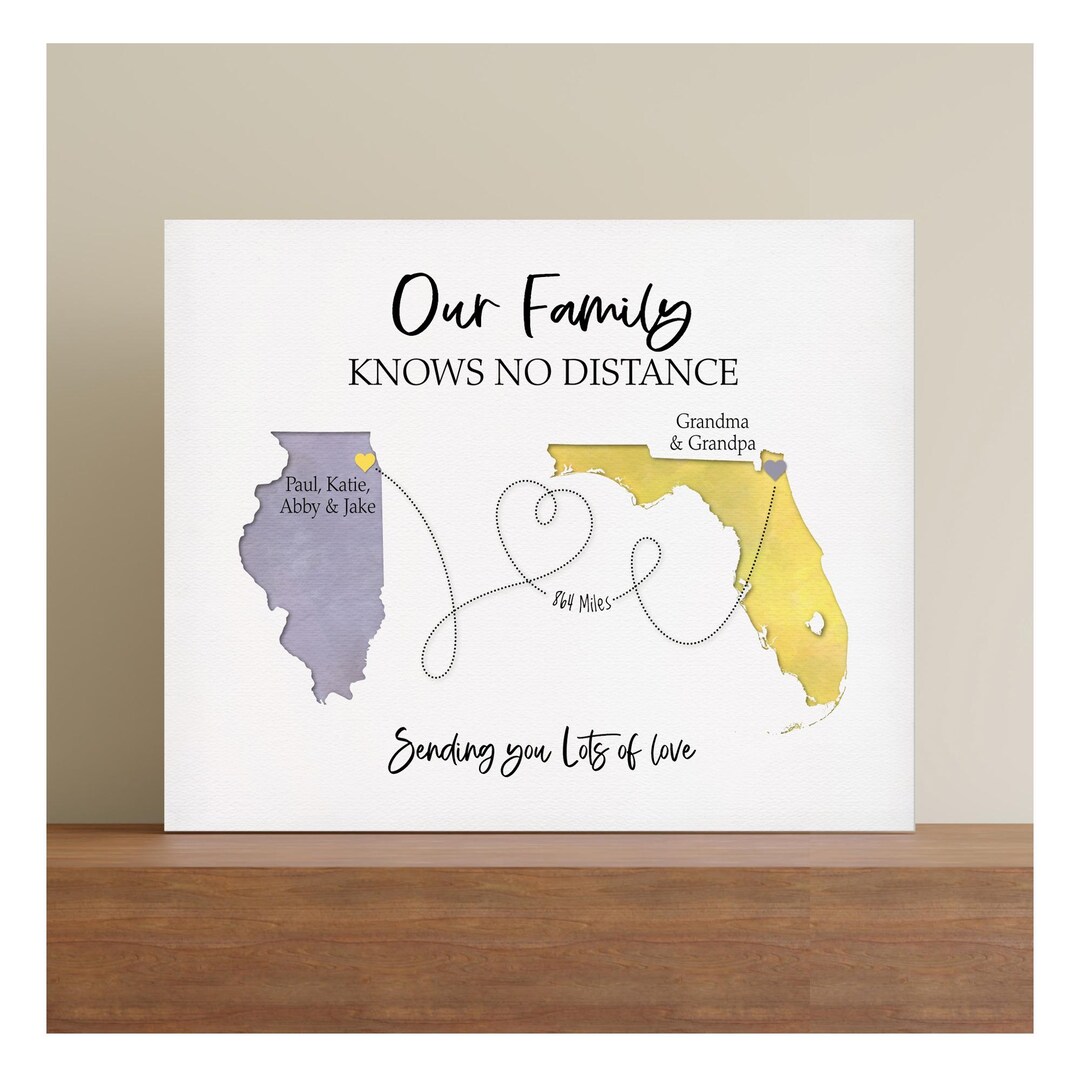 Personalized Long Distance Family Map Print: Keepsake Gift - Etsy