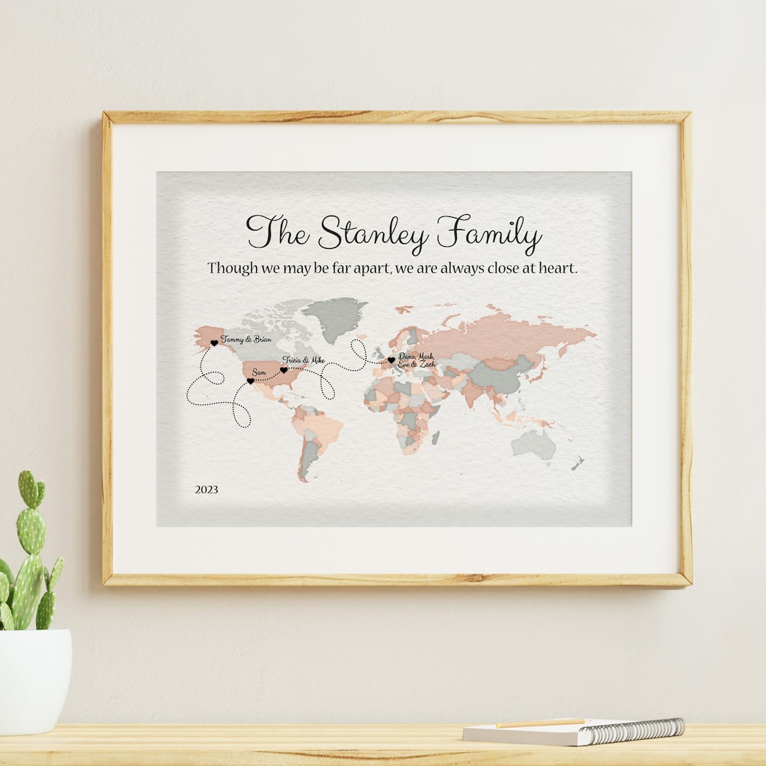 Military Family World Map Gift, Personalized Keepsake Map for Loved ...