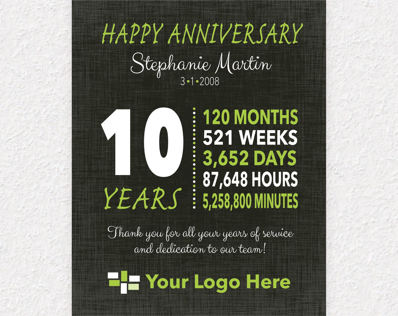 10 Year Work Anniversary Gift 25 Year Anniversary Gift Etsy