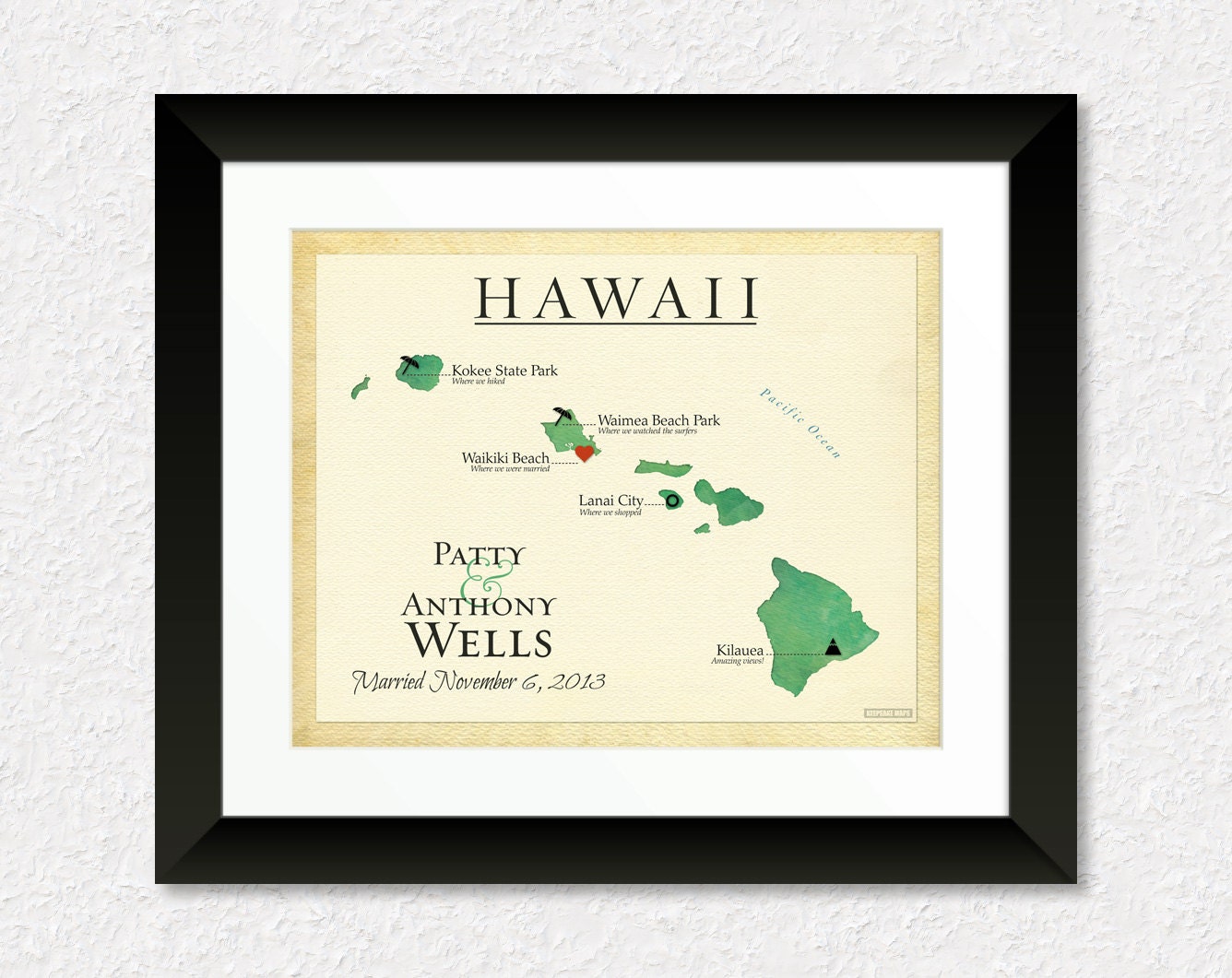 Personalized Map of Hawaii Hawaii Map Art Gift Hawaii | Etsy