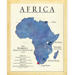 Custom Africa Map, Custom Map of Africa, Travel Gift Idea, Travel ...