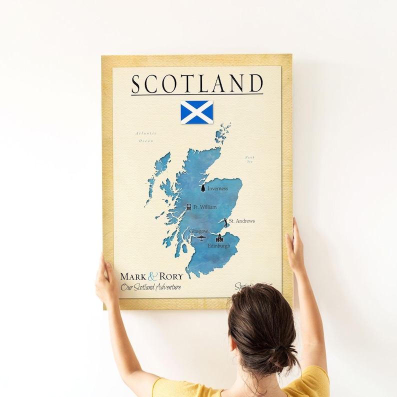 Custom Scotland Map Art - Personalized Travel Keepsake - Scotland ...