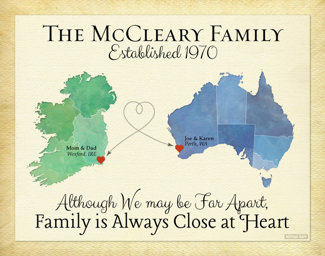 Long Distance Family Gift Idea Family Map Art Canvas - Etsy