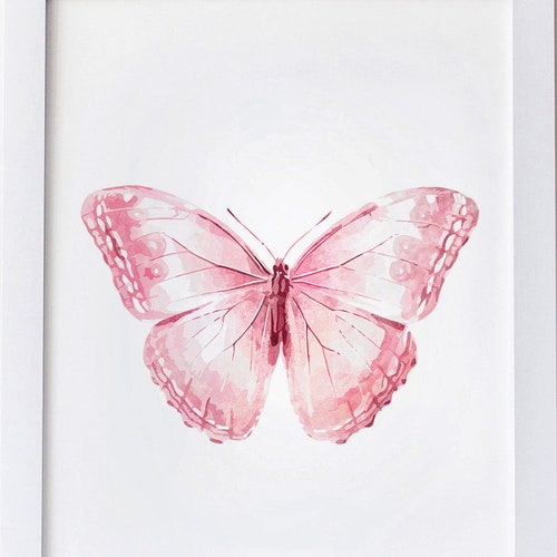 Light Pink Butterfly Wall Decor Pale Pink Baby Girl Art | Etsy