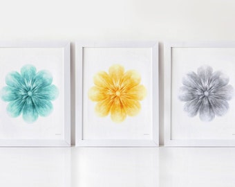 Teal Yellow Grey | Etsy