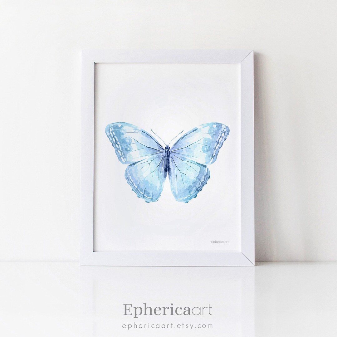 Baby Blue Butterfly Printable Art 12x16 Art Print for DOWNLOAD Baby ...