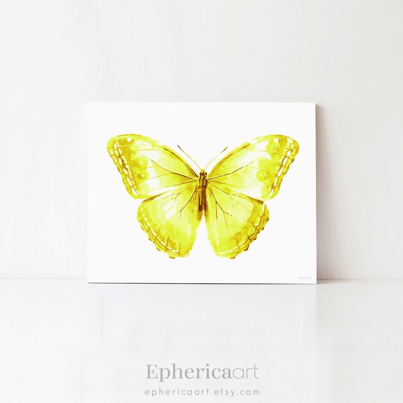 Yellow Butterfly artwork DOWNLOADABLE print Children room | Etsy