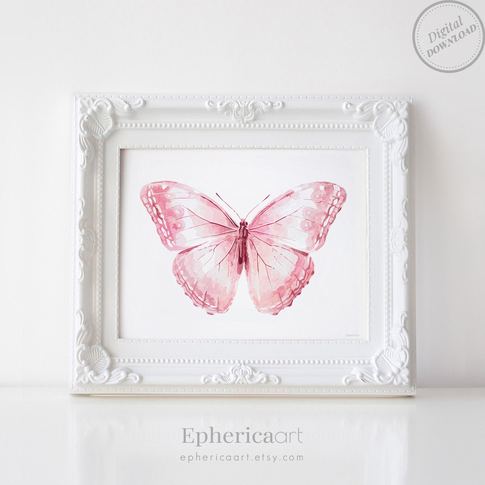 Pink Butterfly Art Print Light Pink Art PRINTABLE Art Print - Etsy